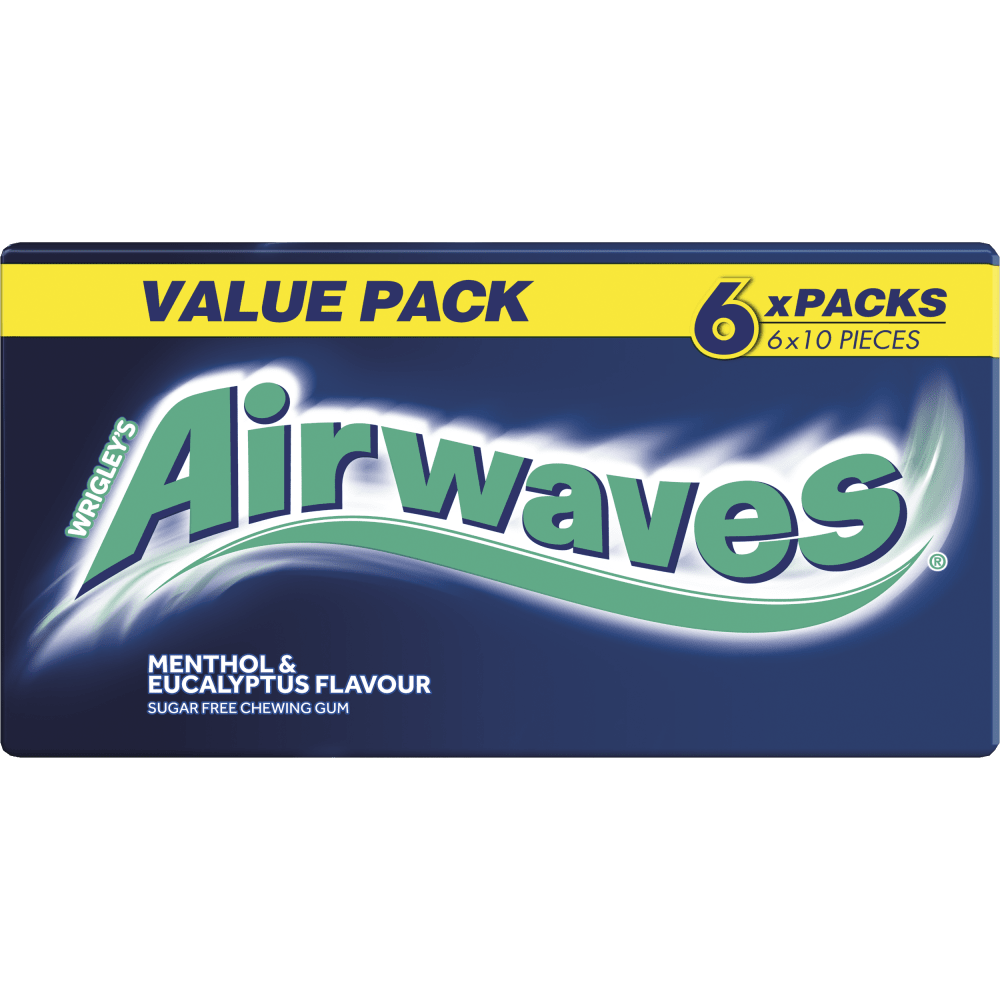 AIRWAVES Menthol & Eucalyptus flavour Sugar Free Chewing Gum Multipack ...
